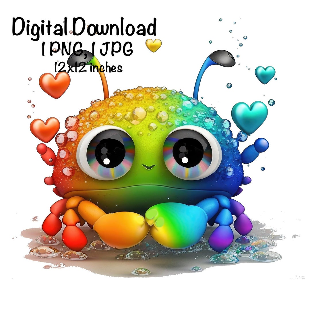 Crab PNG, Cute Sea Crab Clipart, Ocean Animals Rainbow Crab PNG, Crab ...
