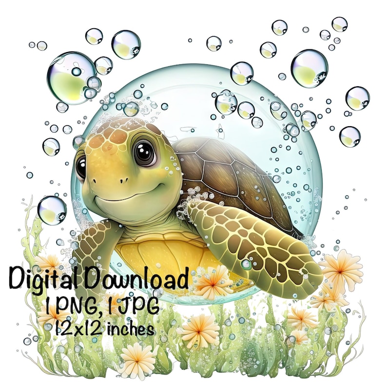 Sea Turtle Cute Sea Turtle Clipart Ocean Animals Sea Turtle - Etsy