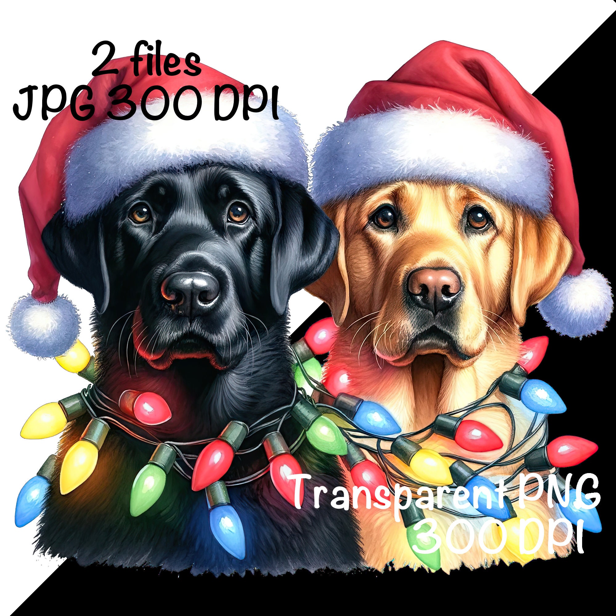 Christmas Labradors PNG Christmas Lights Santa Labrador Dogs ...