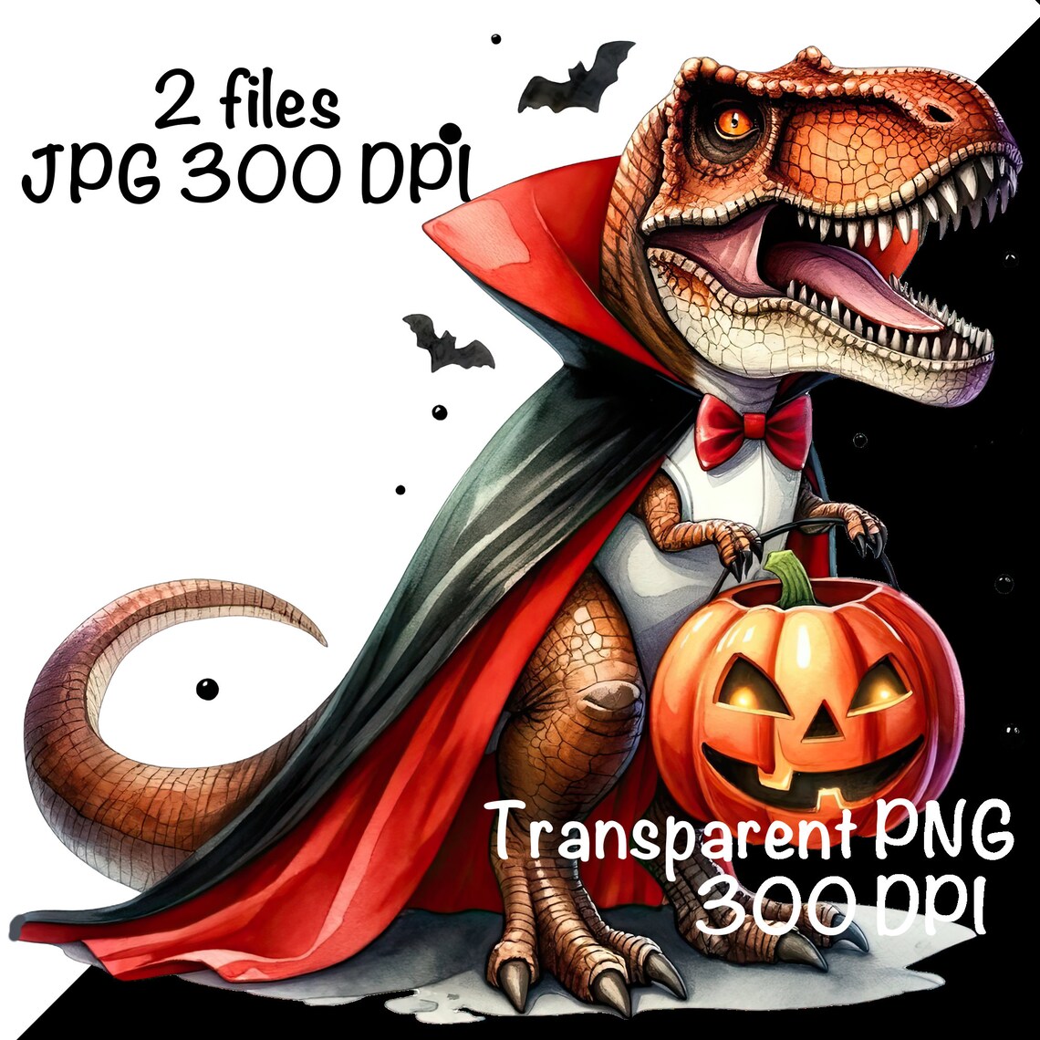Halloween T-rex PNG Spooky Dinosaur, Halloween Trick Rawr Treat ...