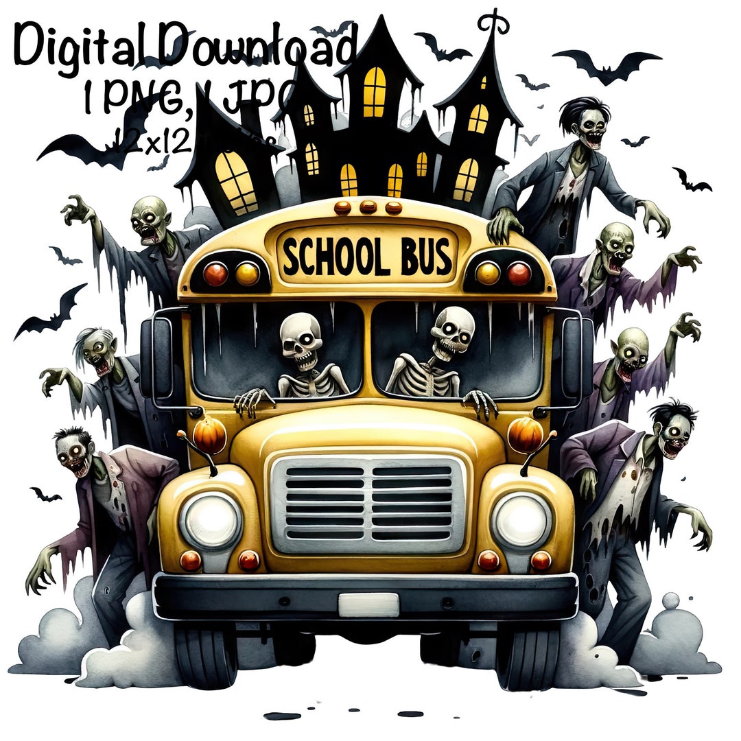 Halloween School Bus PNG Spooky School Bus Driver Vehicle Bus Clipart ...