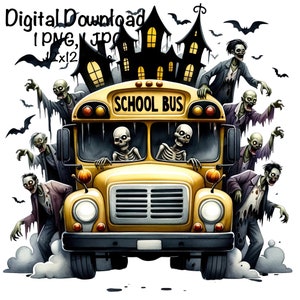 Halloween School Bus PNG Spooky School Bus Driver Vehicle Bus Clipart ...