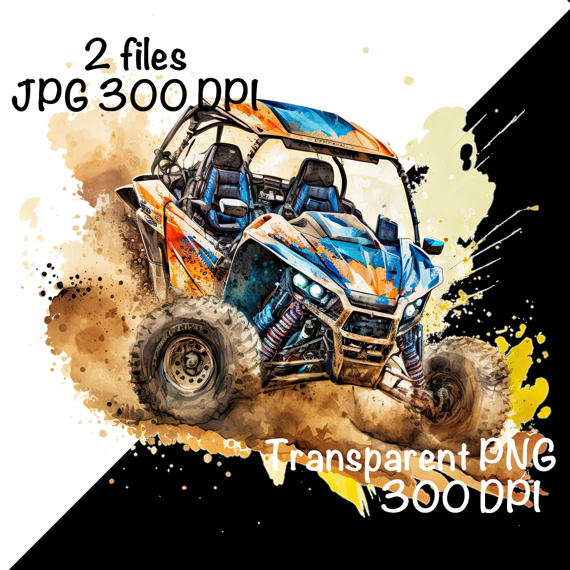 UTV Watercolor, Blue Utility Task Vehicle Boys Clipart Off-road ...
