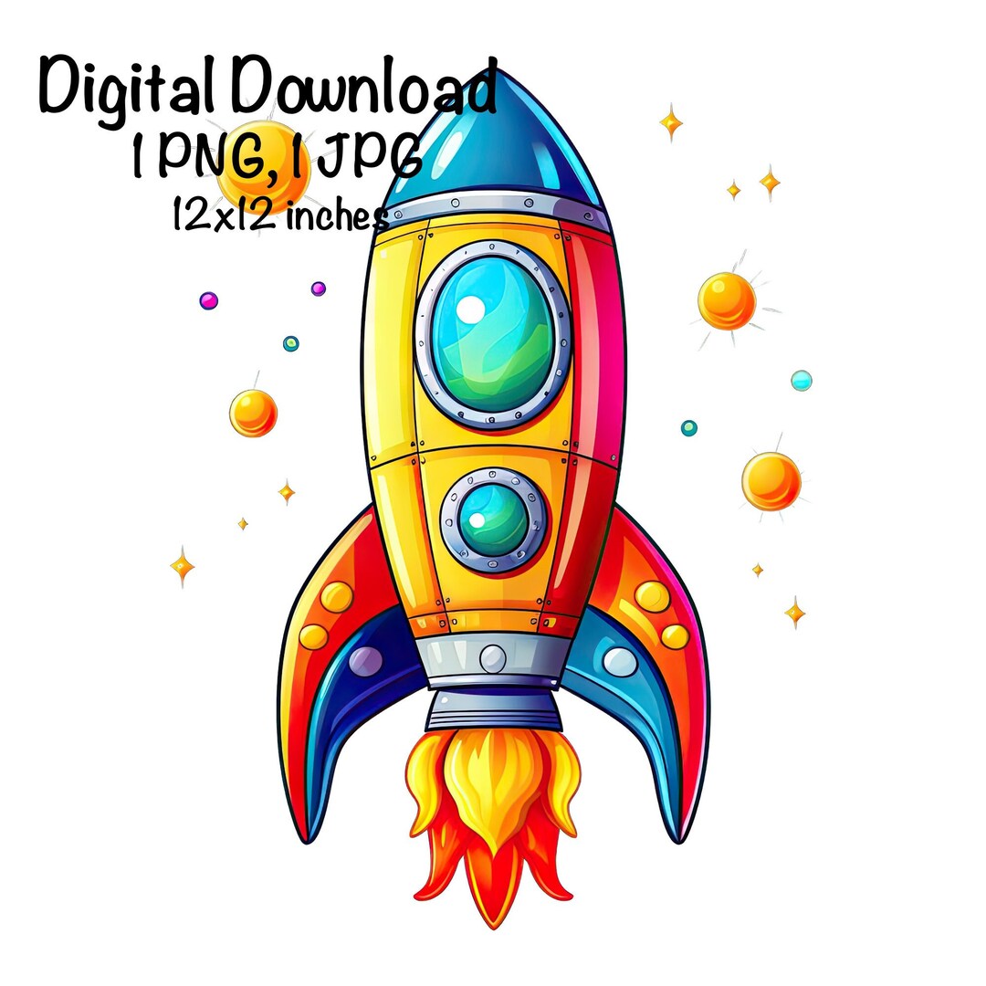 Space Rocket PNG Watercolor Clipart Outer Space Planets Rocket PNG ...
