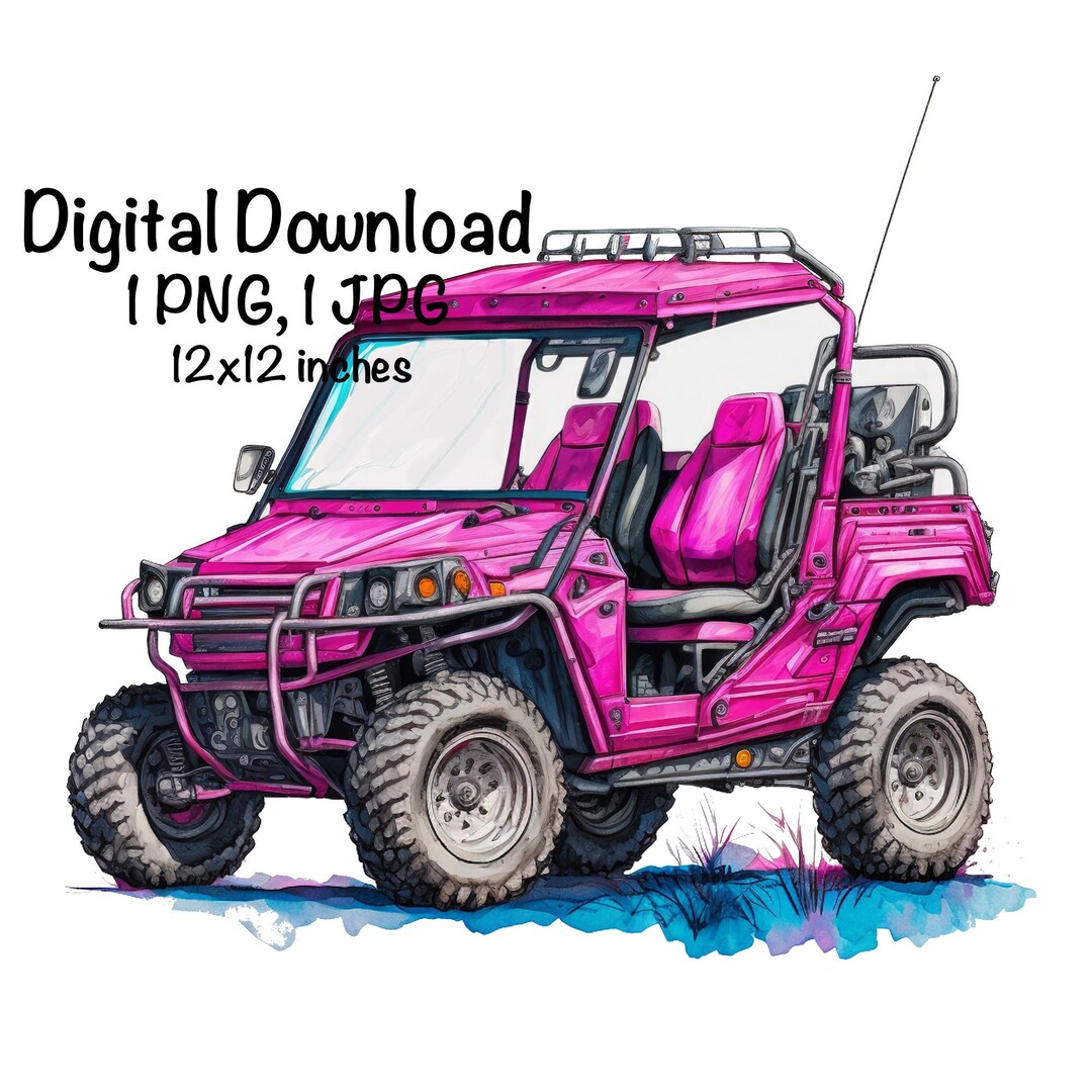 UTV Watercolor, Hot Pink Utility Task Vehicle Boys Clipart Off-road ...