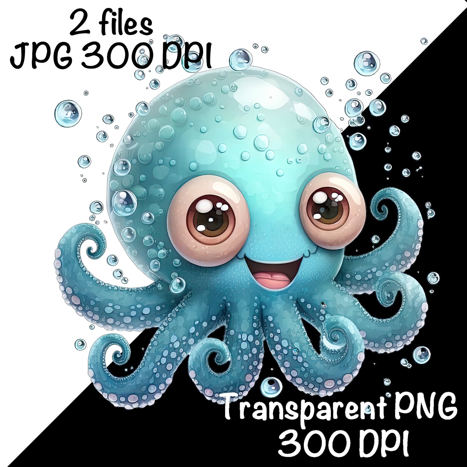 Cute Octopus PNG Clipart Ocean Animals Sea Octopus PNG - Etsy