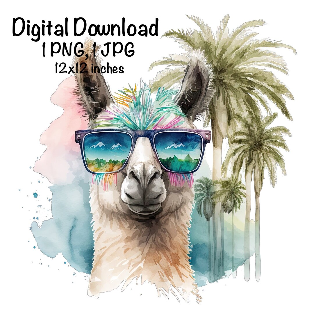 Llama Clipart Palm Trees Llama Summer Cactus PNG Commercial Use Llama ...