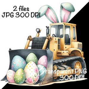 Easter Bulldozer Sublimation PNG, Bunny Construction Digger Boys PNG ...