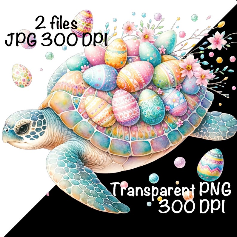 Easter Sea Turtle Sublimation PNG, Cute Sea Turtle Clipart, Ocean ...
