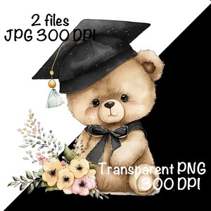 Graduation Teddy Bear Watercolor College High School Graduation Clipart ...