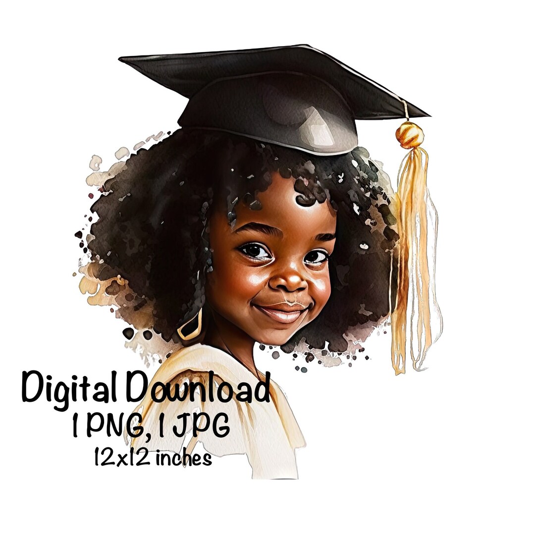Graduado de Graduación de Oro Clipart Fashion Girl Black Girl Grad PNG ...