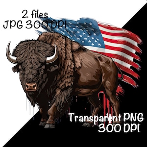 Bison Flag PNG Patriotic USA Bison Flag Clipart American Bison ...