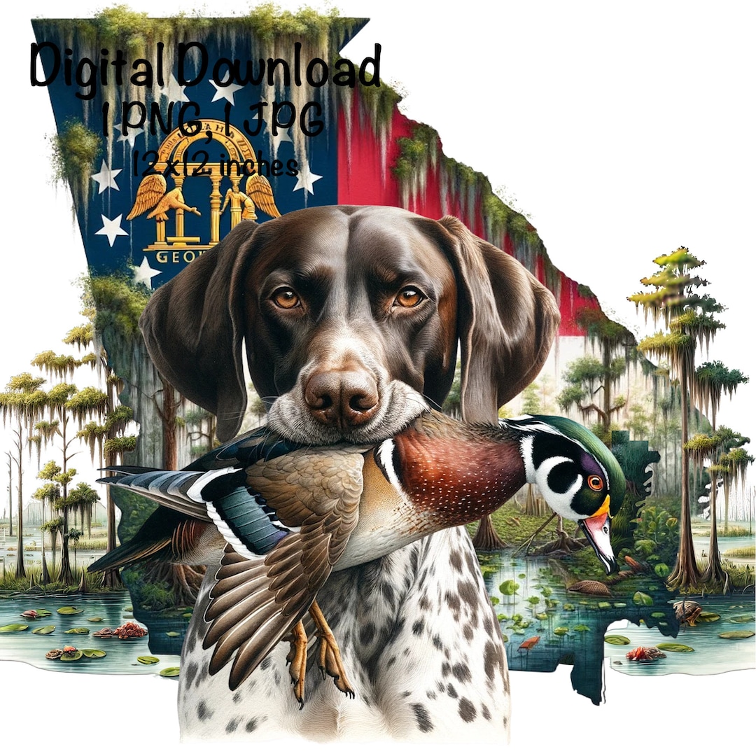 Georgia Duck Hunting Dog Png GSP Dog GA Map Hunting Sublimation Wood ...