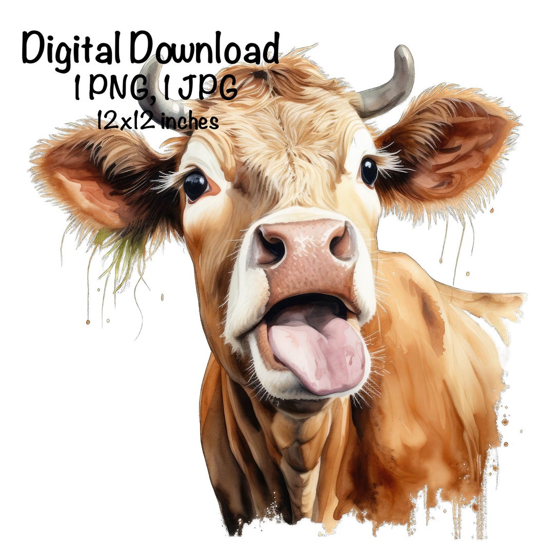 Dairy Cow Watercolor Clipart Cute Milk Cow Funny Baby Cow PNG ...