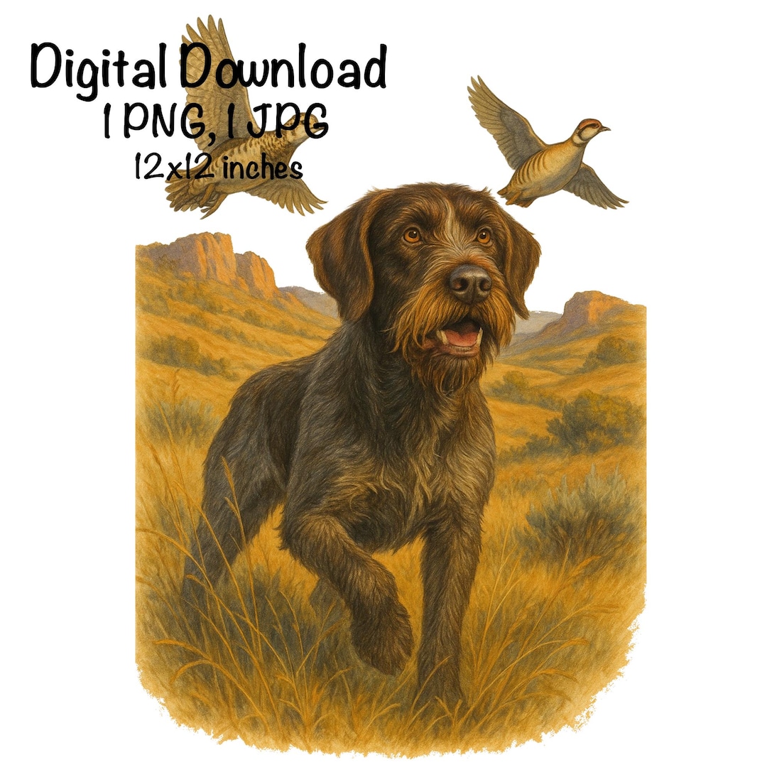 German Wirehaired Pointer Dog, GWP Upland Western Hunting Dog PNG, GWP ...