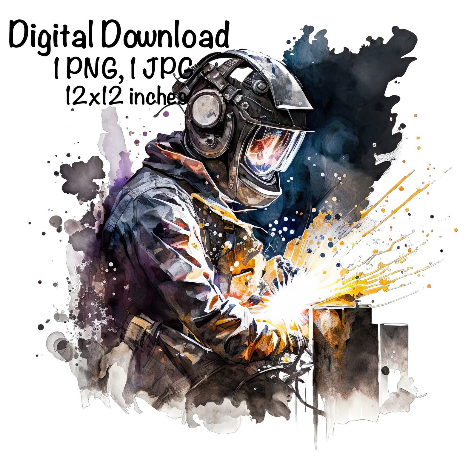 Welder Watercolor Welding Clipart Iron Worker PNG Commercial Use ...