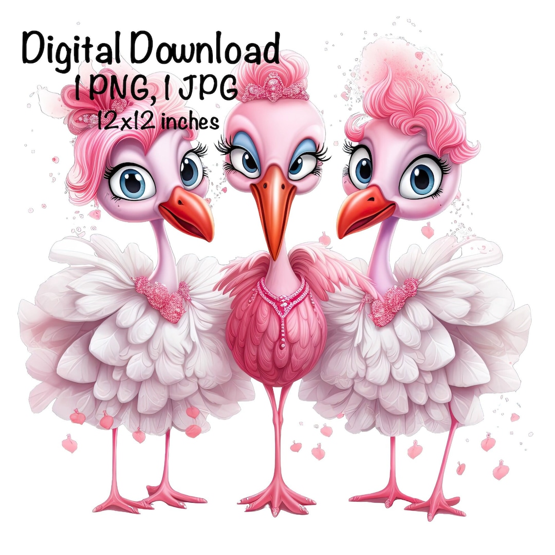Funny Flamingo PNG, Cute Flamingo PNG Sublimation Three Crazy Flamingos ...