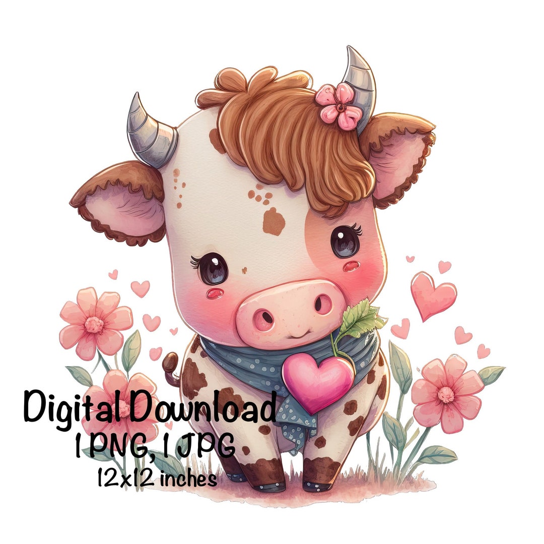 Cute Cow Clipart Dairy Cow Animals Cow PNG Pink Cow Daisy Flowers ...