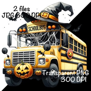 Halloween School Bus PNG Spooky School Bus Driver Vehicle Bus Clipart ...