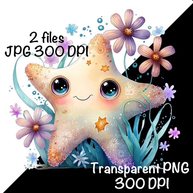 Cute Starfish PNG Clipart Ocean Animals Starfish PNG Adorable - Etsy