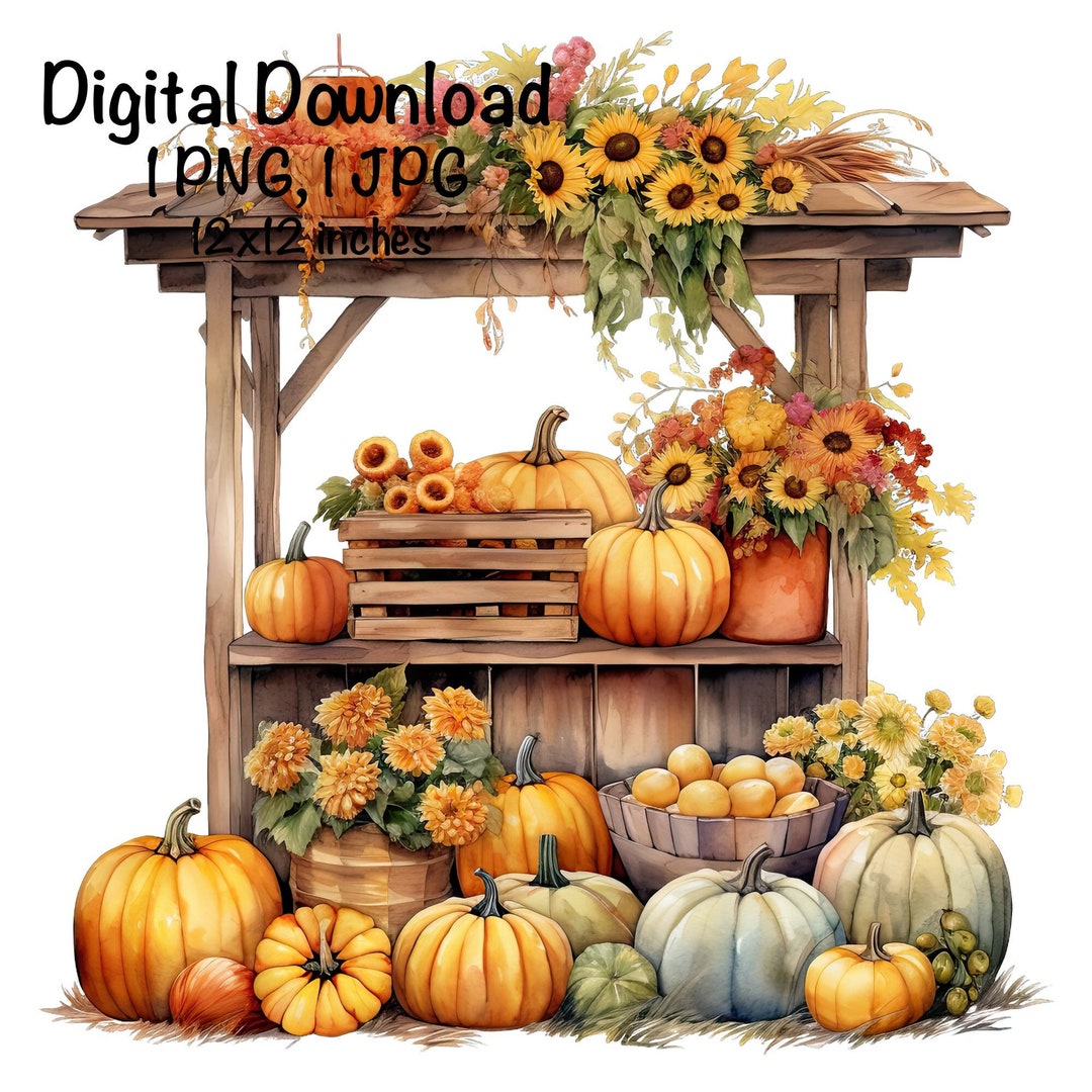 Farmers Market Fall Flowers Stand PNG Autumn Market Flowers PNG ...