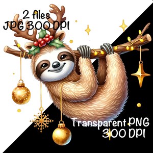 Christmas Sloth PNG Sloth Christmas Lights Clipart Winter Sloth ...