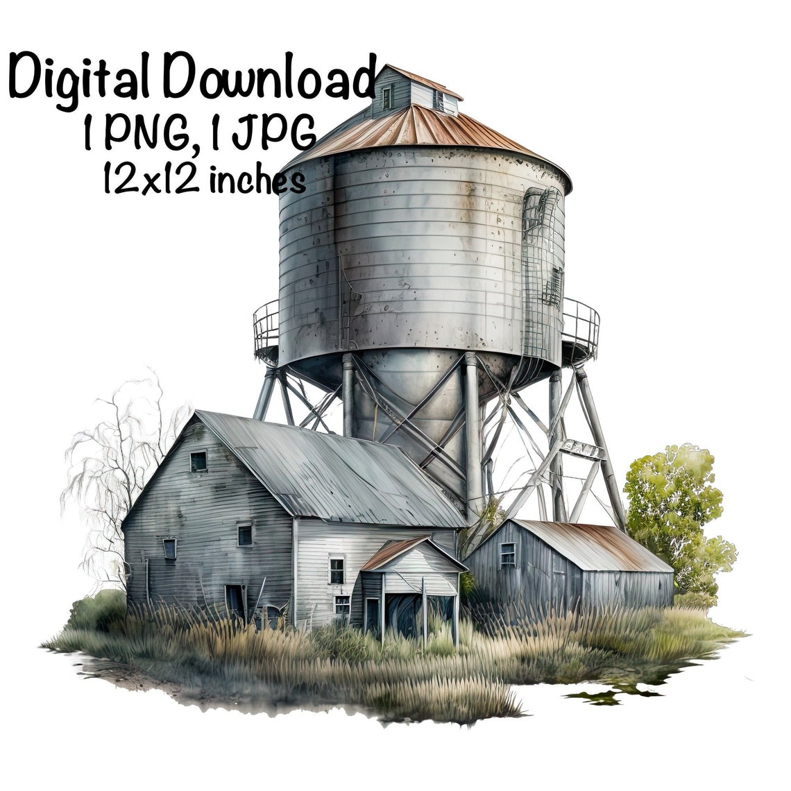 Rustic Old Barn and Silo Farm Barn Silo Boys Girls Clipart Wall Art ...