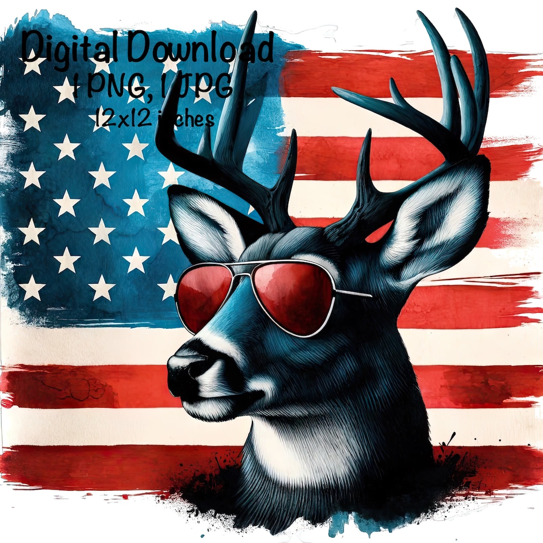 Deer Flag PNG Patriotic USA Buck Flag Clipart Deer Hunting Sublimation ...