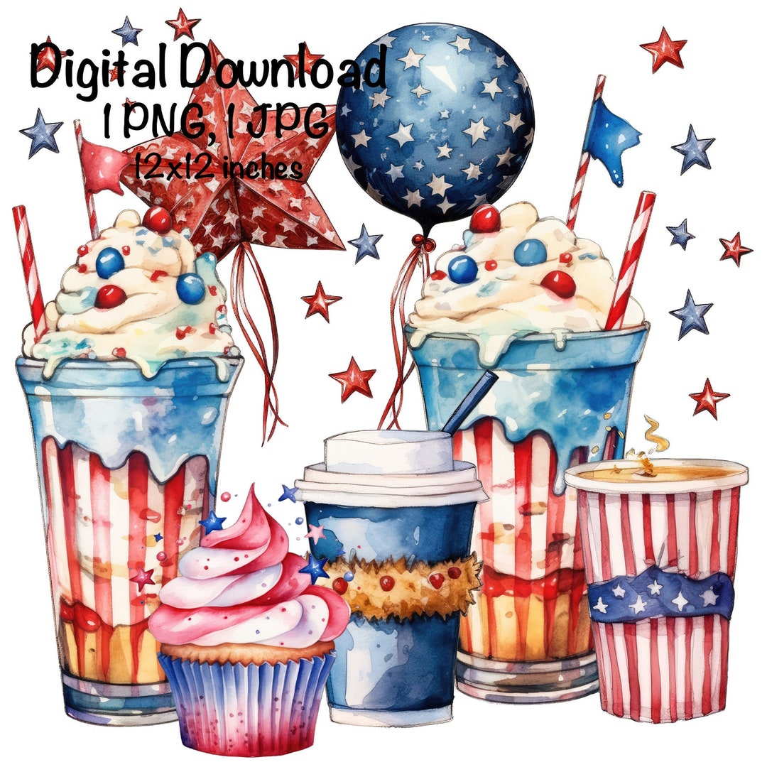 4th of July Coffee Cups PNG Sublimation Digital Download, Coffee Cups ...