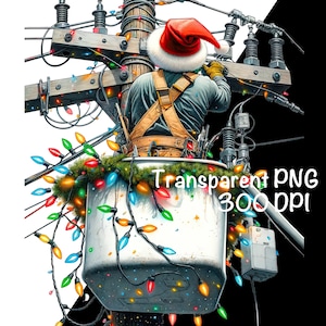 Merry Christmas Lineman PNG Watercolor Lineman Electrician Worker Boys ...