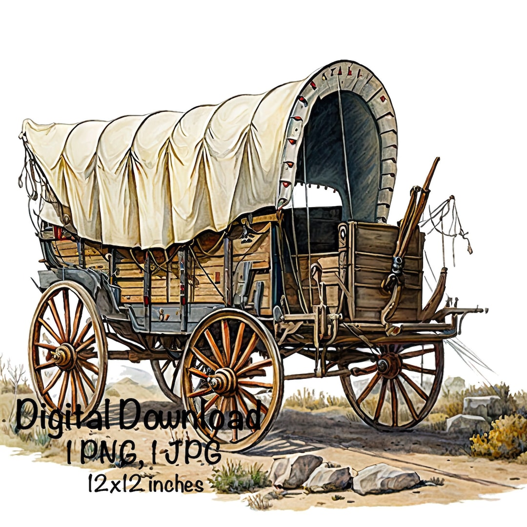 Cowboy Old Wagon Western Country Clipart PNG Commercial Use Sublimation ...