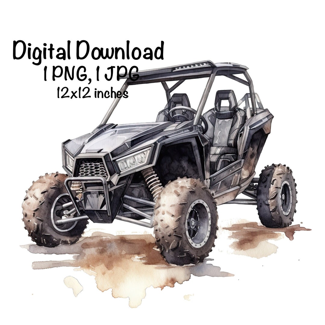 UTV Watercolor, Black Utility Task Vehicle Boys Clipart Off-road ...
