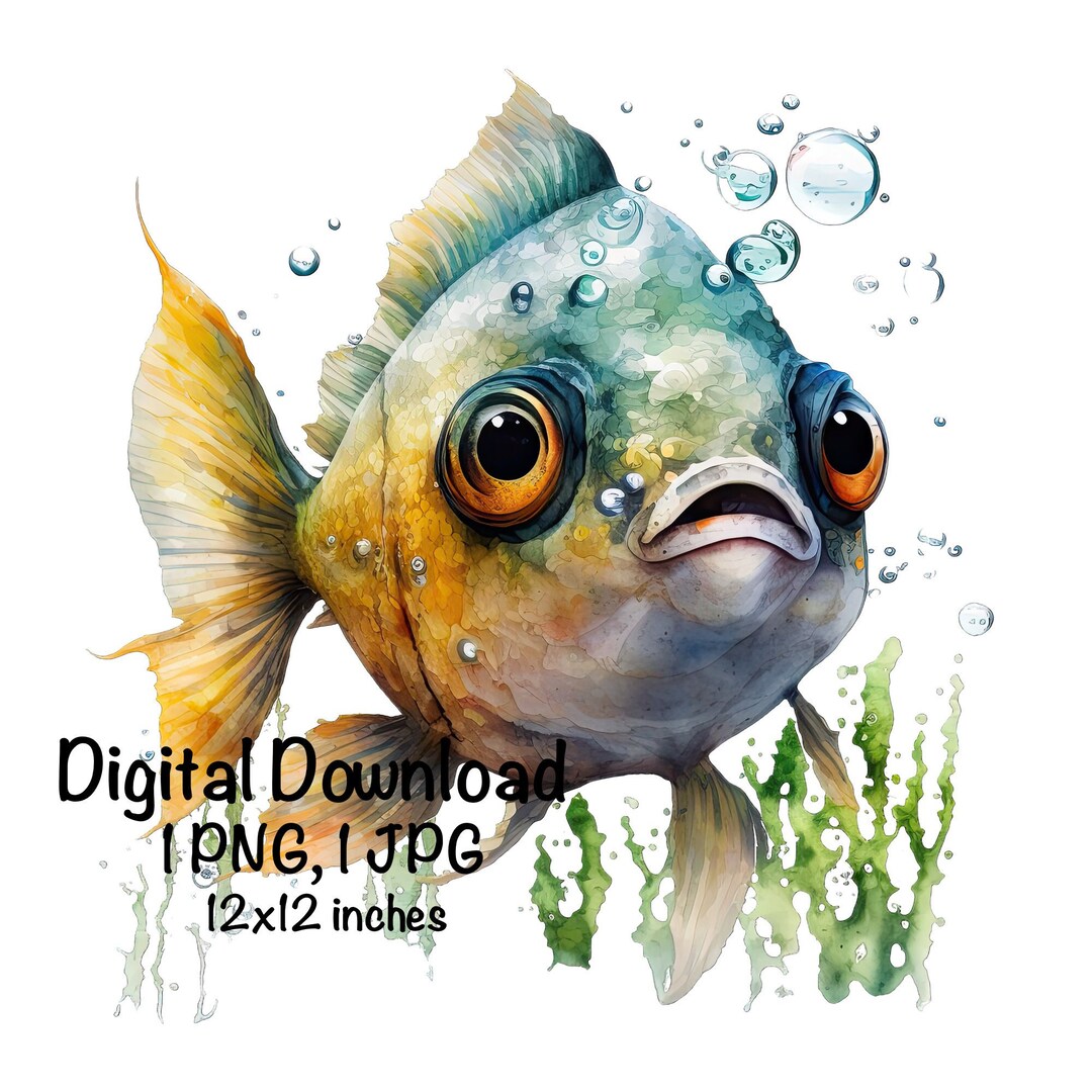 Piranha Fish Watercolor Freshwater Fish Clipart Piraña Fish Swimming ...
