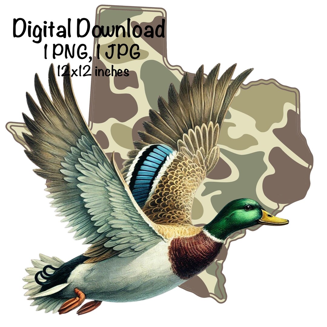 Camo Duck Hunting Sublimation | Duck Hunting PNG DTF | Texas State Duck ...
