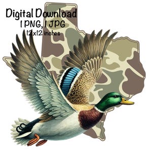 Camo Duck Hunting Sublimation Duck Hunting PNG DTF Texas State Duck ...