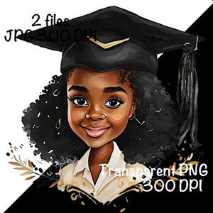 Gold Graduation Graduate Clipart Fashion Girl Black Girl Grad PNG ...