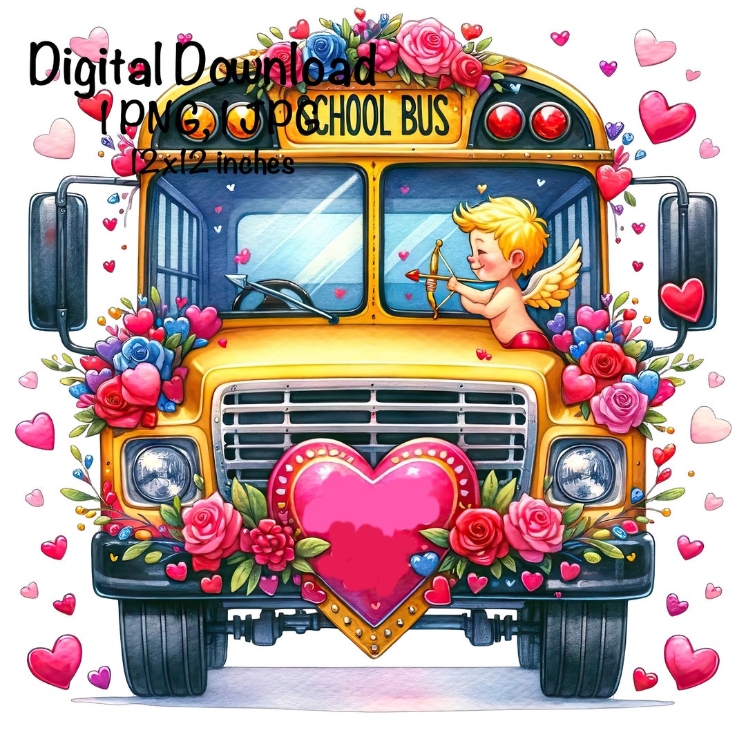 Happy Valentine's School Bus PNG School Bus Driver Vehicle Bus Clipart ...
