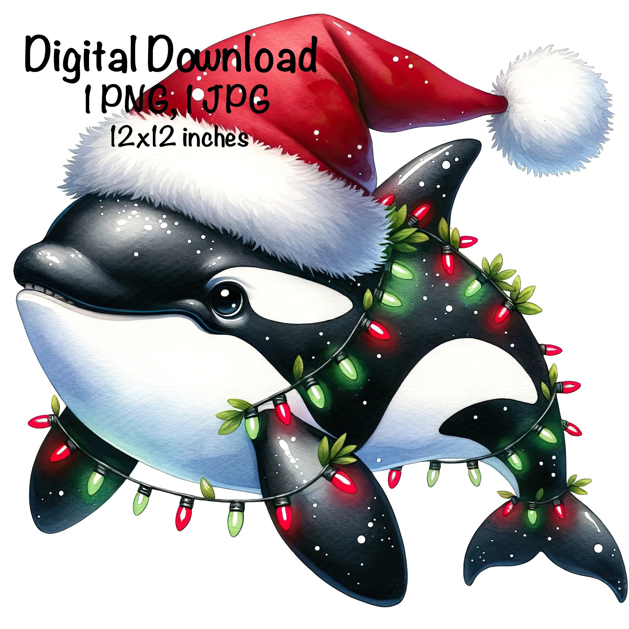 Whale Orca PNG, Christmas Whale Clipart Ocean Sea Animals Santa Orca ...