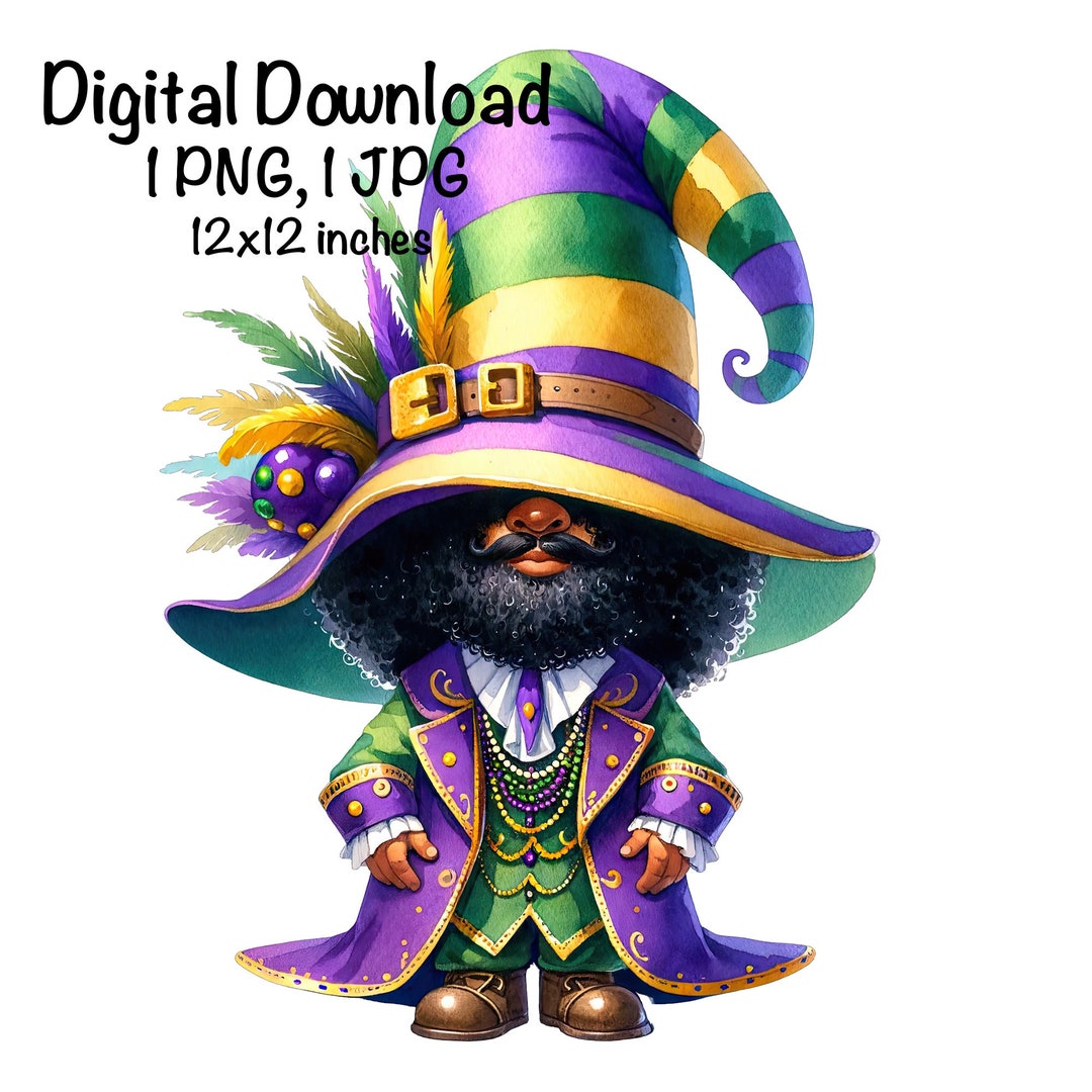 Mardi Gras Gnome PNG, Festival Party Black Gnome Mardi Gras Carnival ...