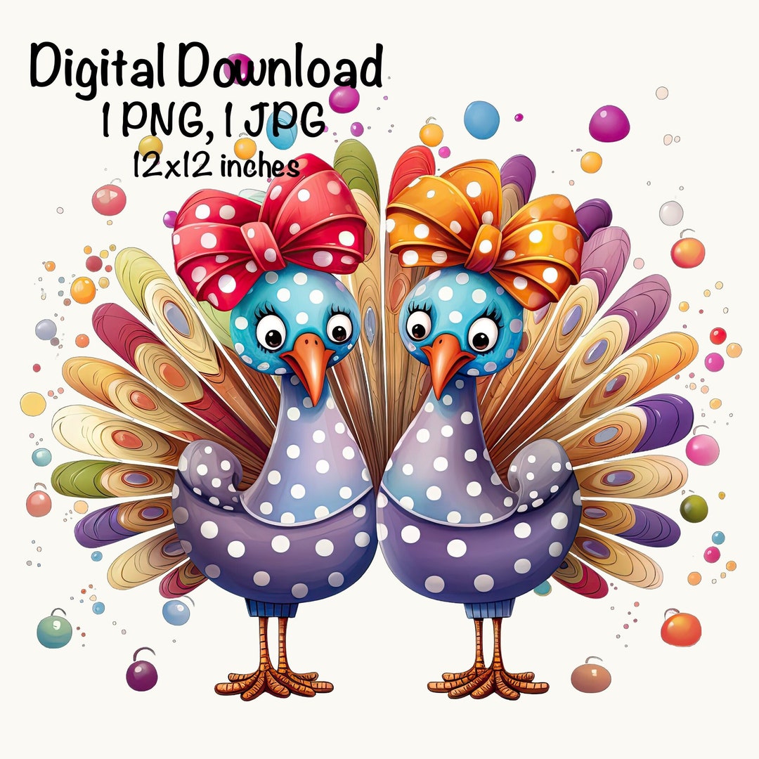 Funny Turkeys PNG, Cute Turkeys PNG Sublimation, Two Crazy Turkeys Png ...