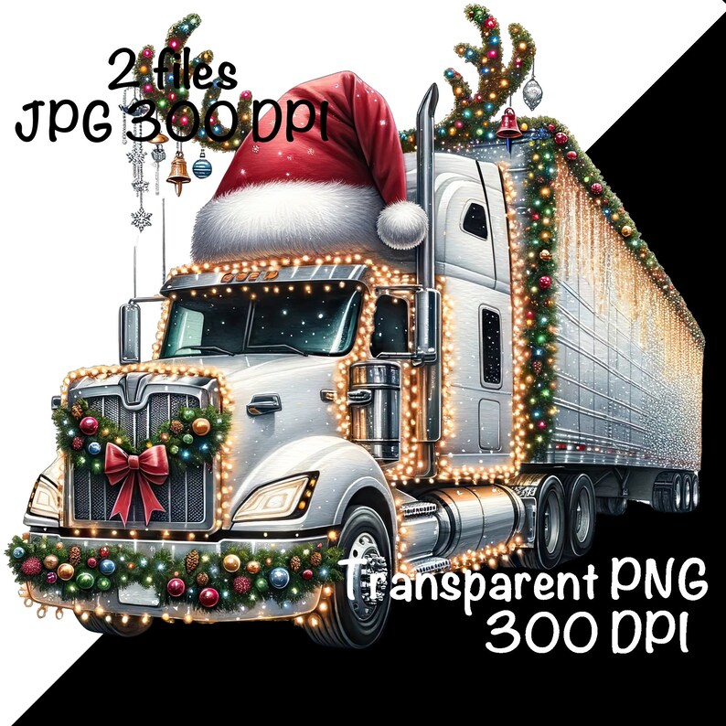 Merry Christmas Semi Trailor Truck PNG Reindeer Truck Boys Clipart ...