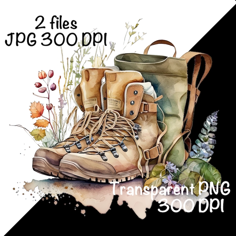 Hiking Boots Watercolor Hike Hiking Nature Clipart PNG - Etsy