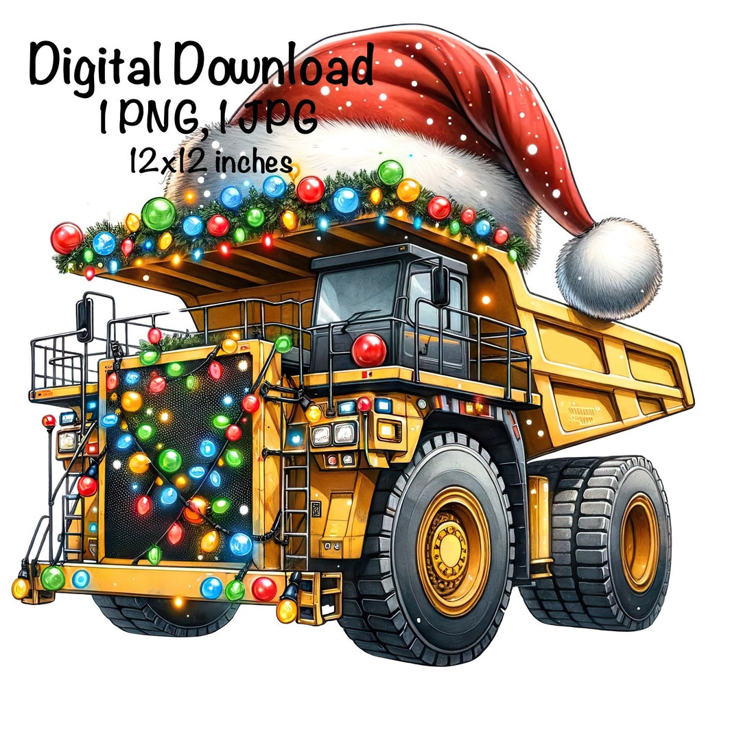Merry Christmas Dump Truck PNG Watercolor Construction Truck Boys ...