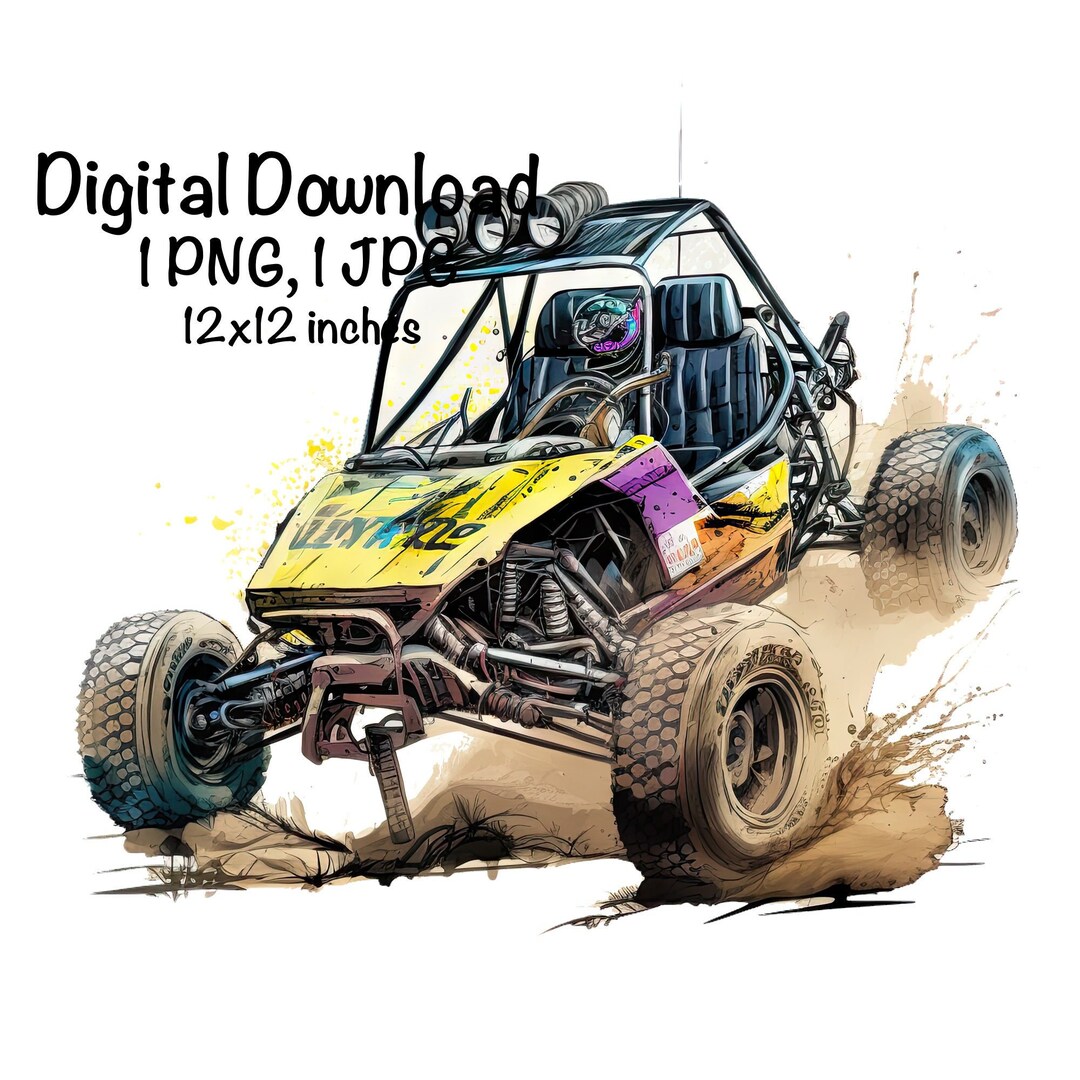 Offroad Buggy Watercolor Monster Truck Boys Clipart Off-road Racing ...