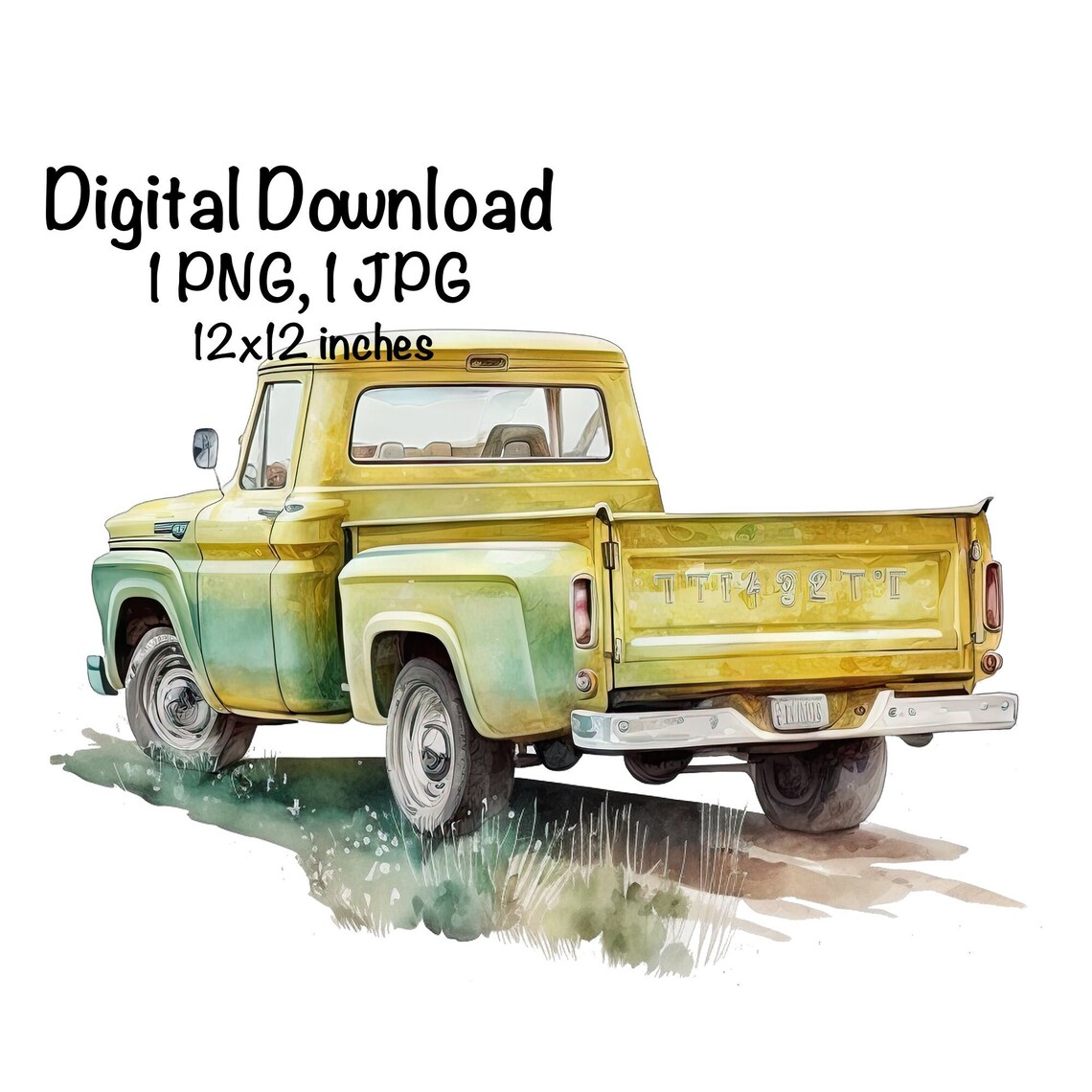 Rustic Green Farm Pickup Truck Yellow Truck Country Farm - Etsy