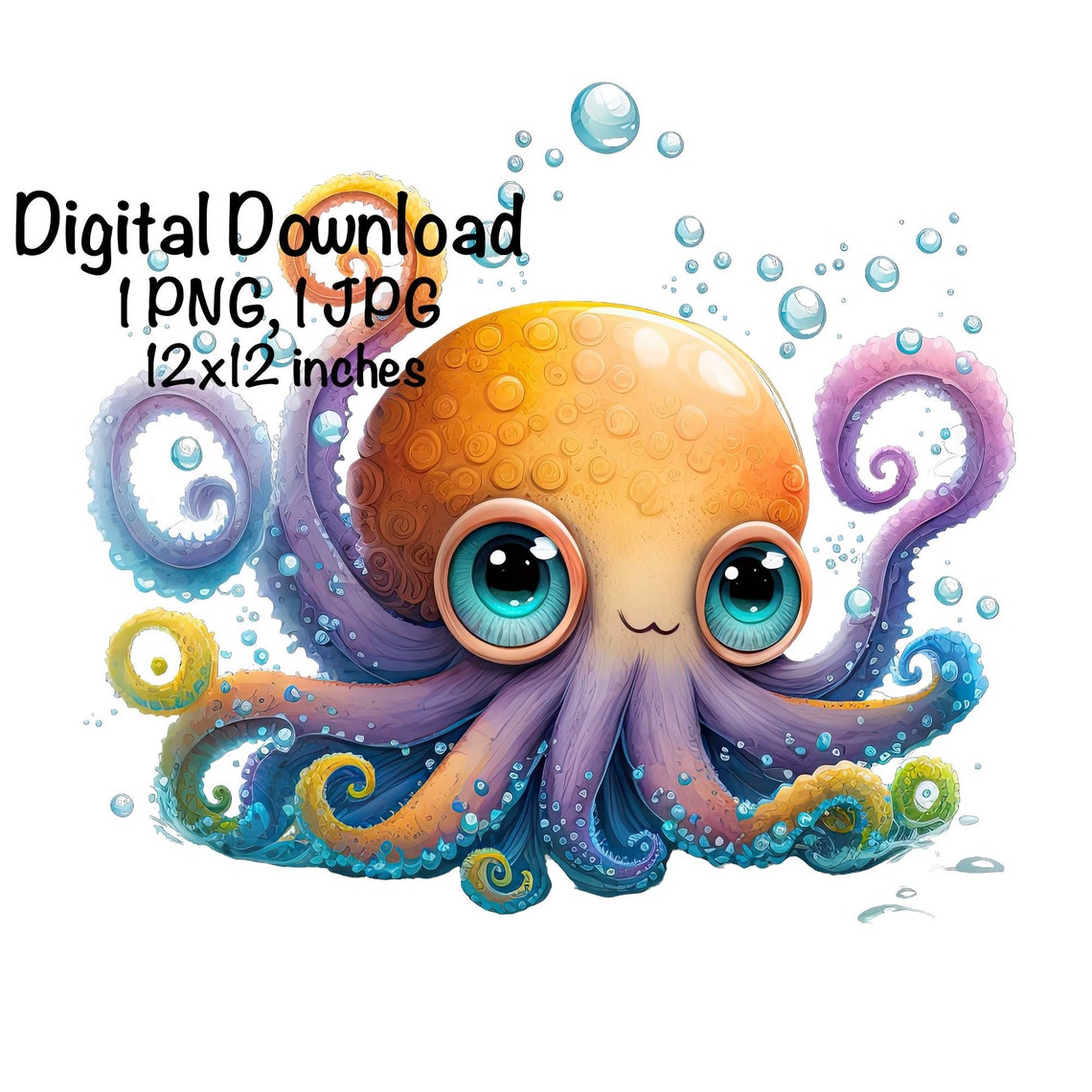 Cute Octopus PNG Clipart Ocean Animals Sea Octopus PNG - Etsy