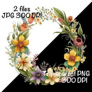 Beautiful Spring Wreath Watercolor Clipart Spring Flowers - Etsy