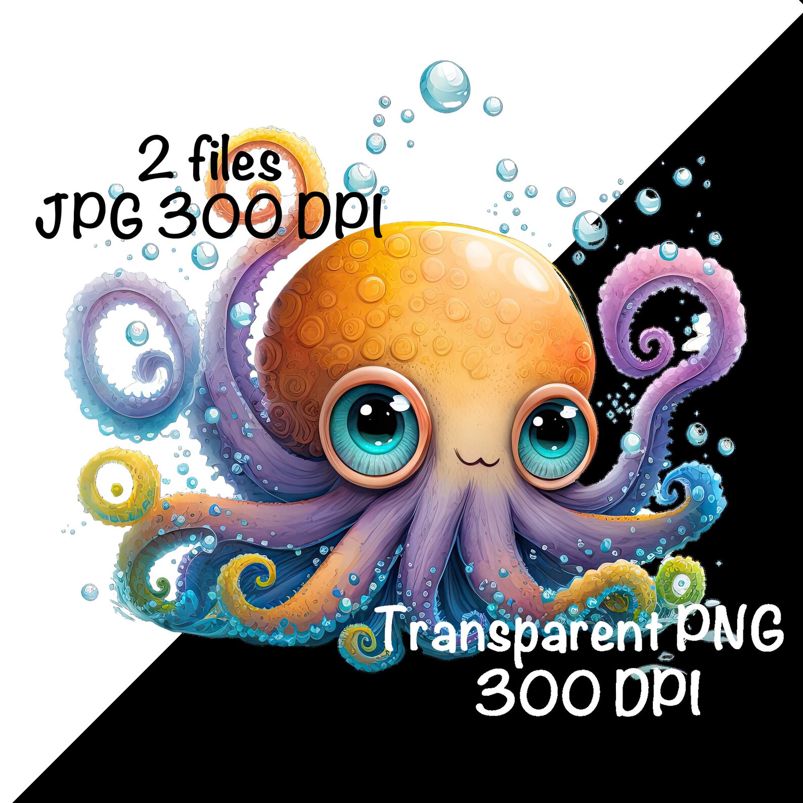 Cute Octopus PNG Clipart Ocean Animals Sea Octopus PNG - Etsy