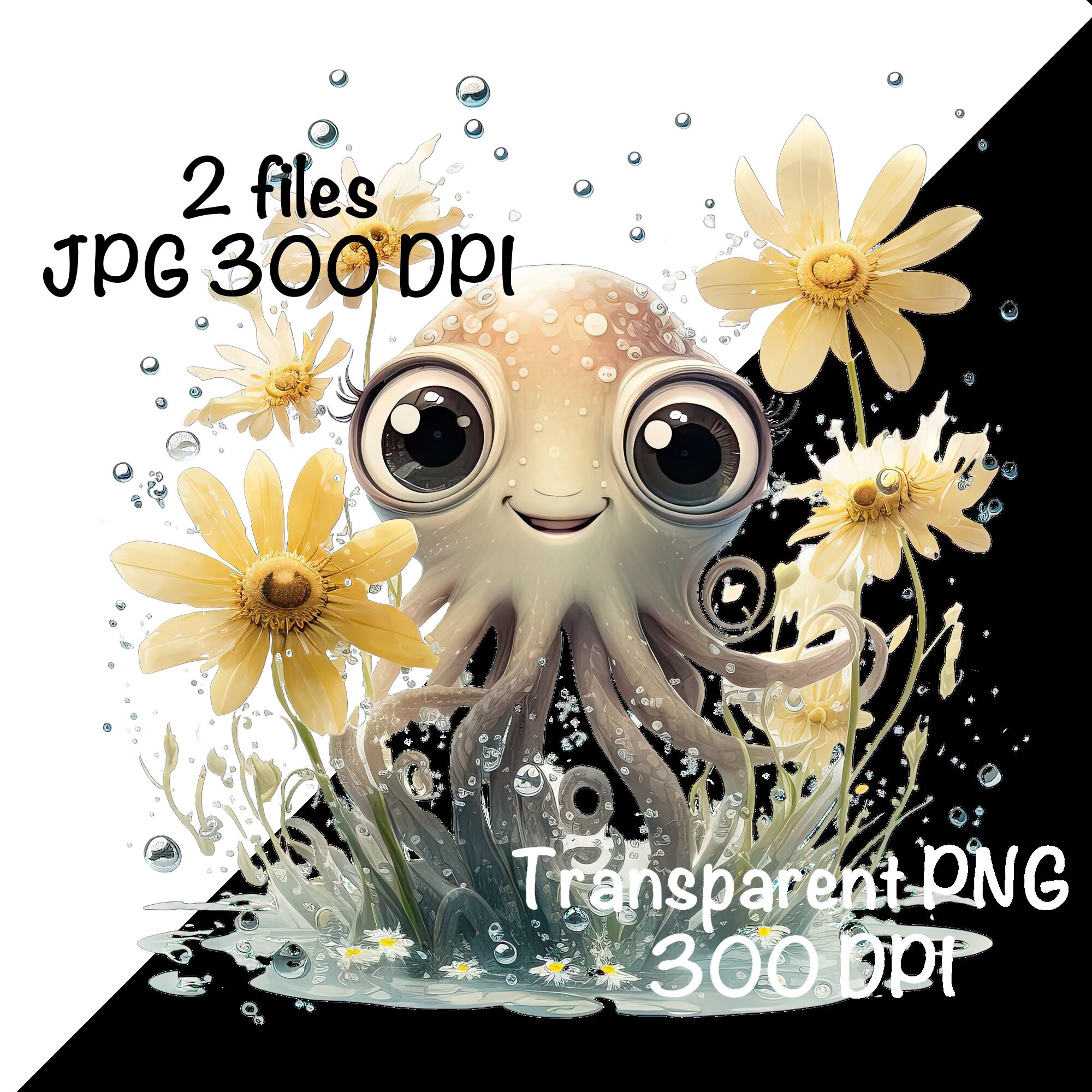 Buy Cute Squid PNG Clipart Ocean Animals Sea Squid PNG Adorable Online ...