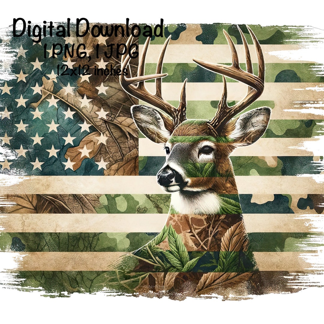 Camo American Deer PNG, Whitetail Buck PNG, Commercial Use Deer Hunting ...